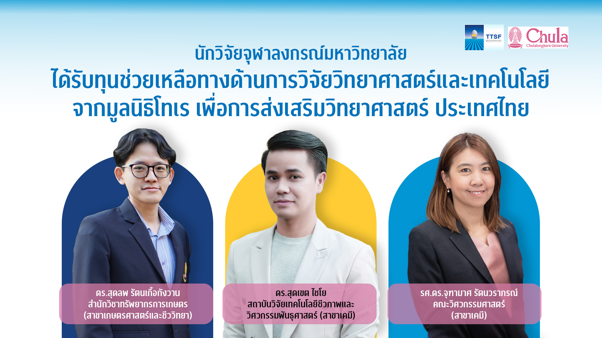 นักวิจัยจุฬาฯ รับทุนมูลนิธิโทเรฯ 2567 - Research Chula